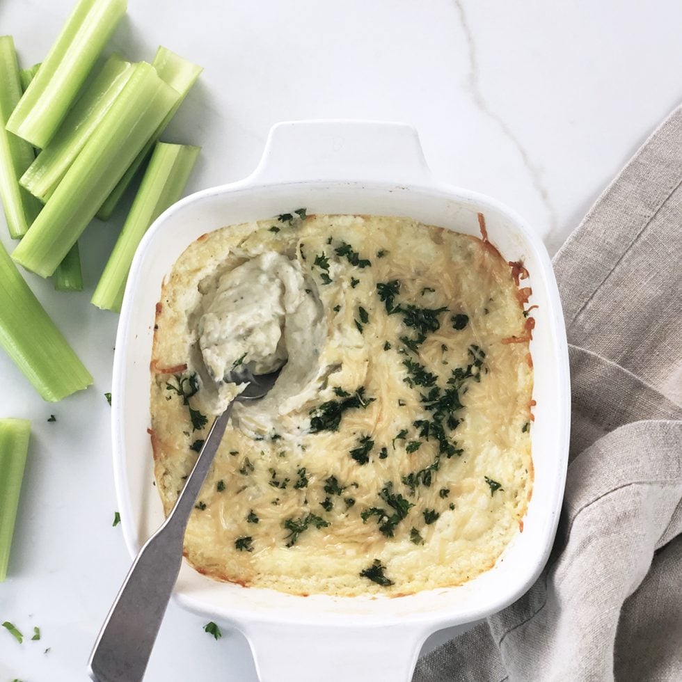 Baked Creamy Garlic Parmesan Hot Artichoke Dip - The Keto Queens