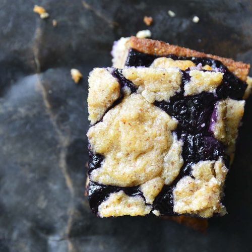 Low-Carb Keto Fathead Blueberry Cobbler Bars Recipe